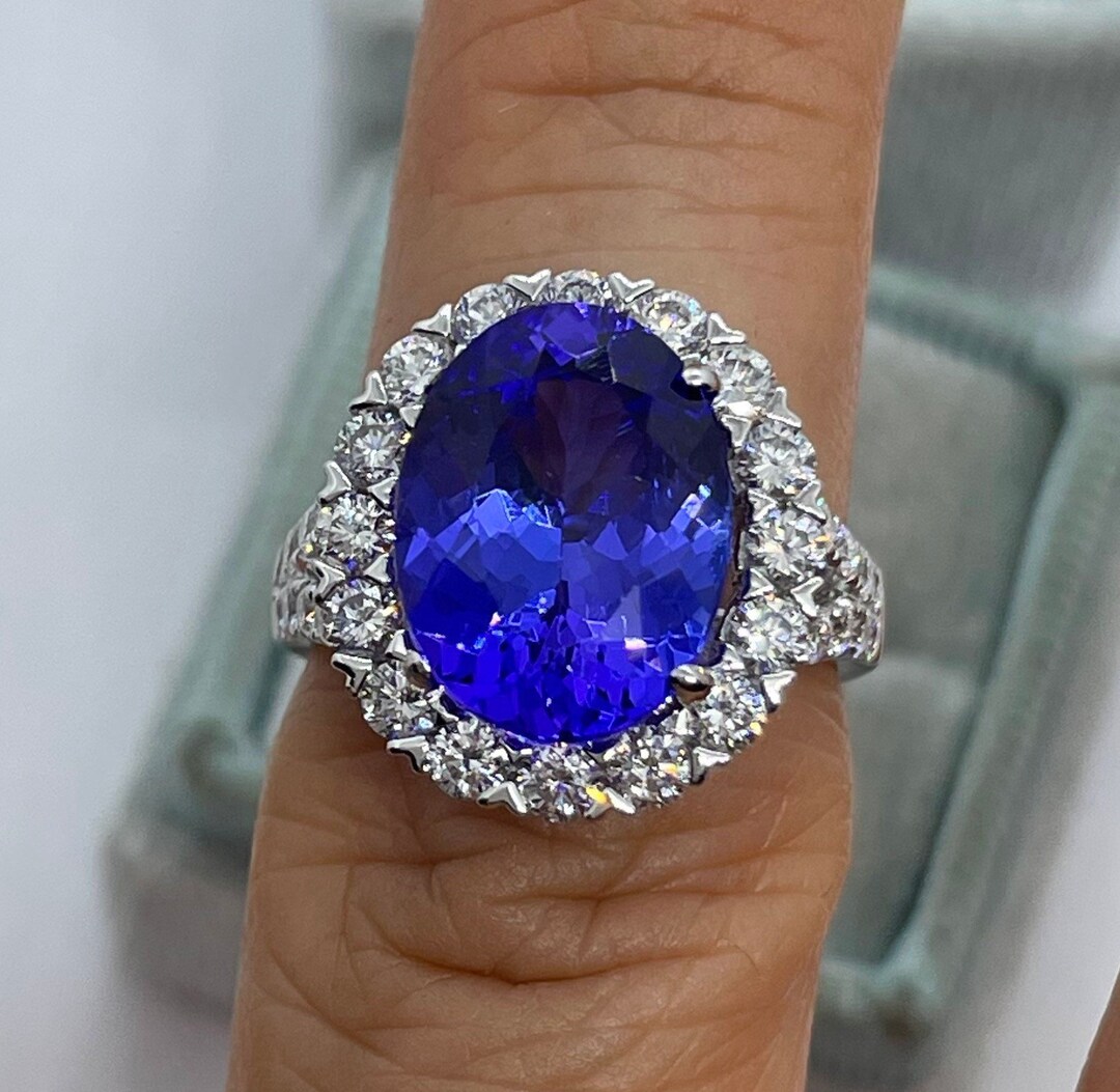 Tanzanite Diamond Ring, Tanzanite Cocktail Ring, Tanzanite Wedding Ring ...