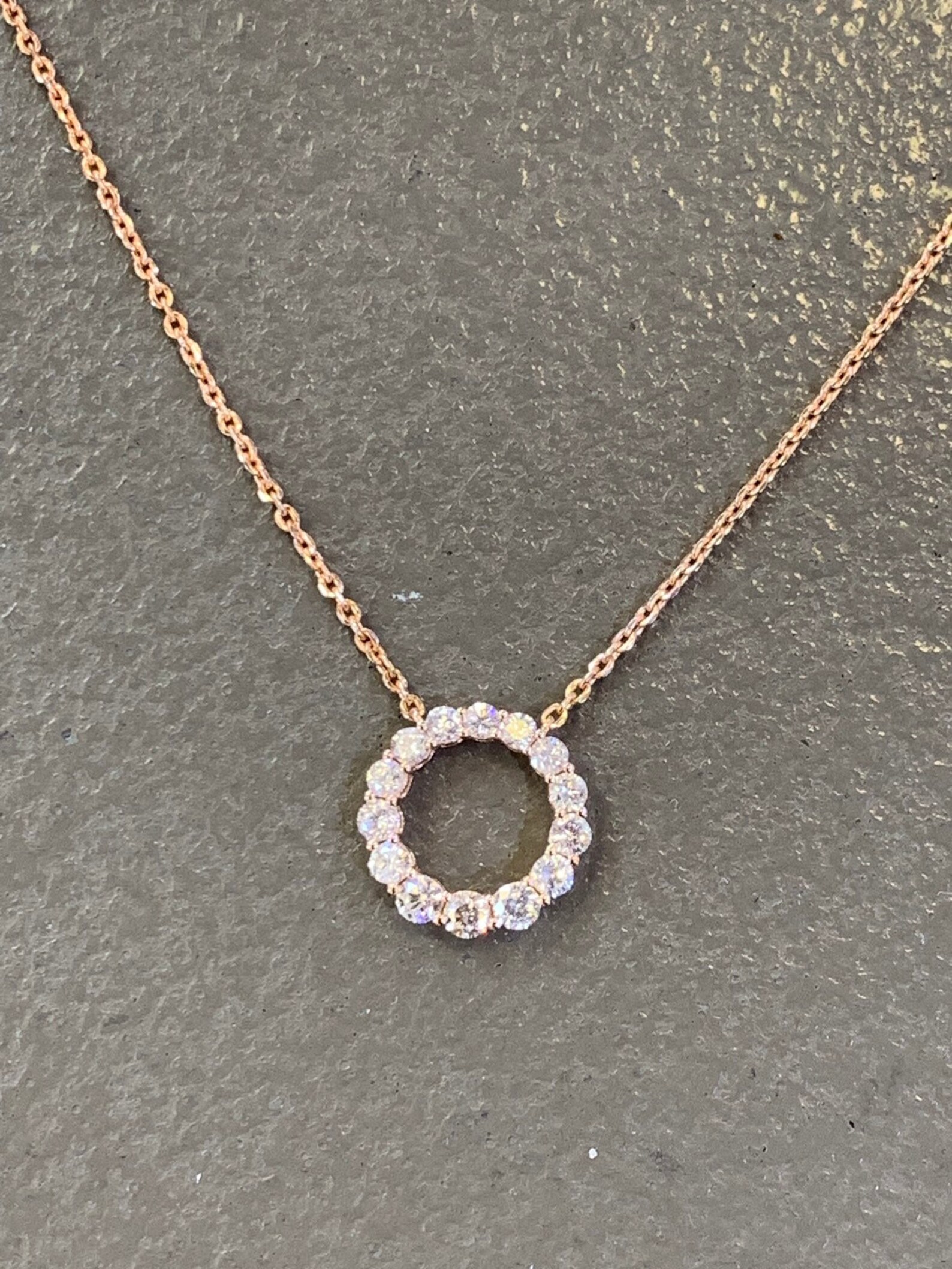 Circle Diamond Necklace Circle Diamond Pendant 18K Yellow | Etsy