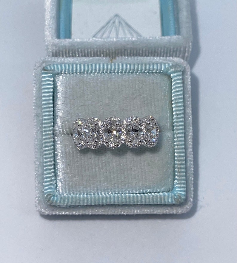 Oval Diamond Band, Oval Diamond Half Eternity Band, 14K White Gold 5 ...
