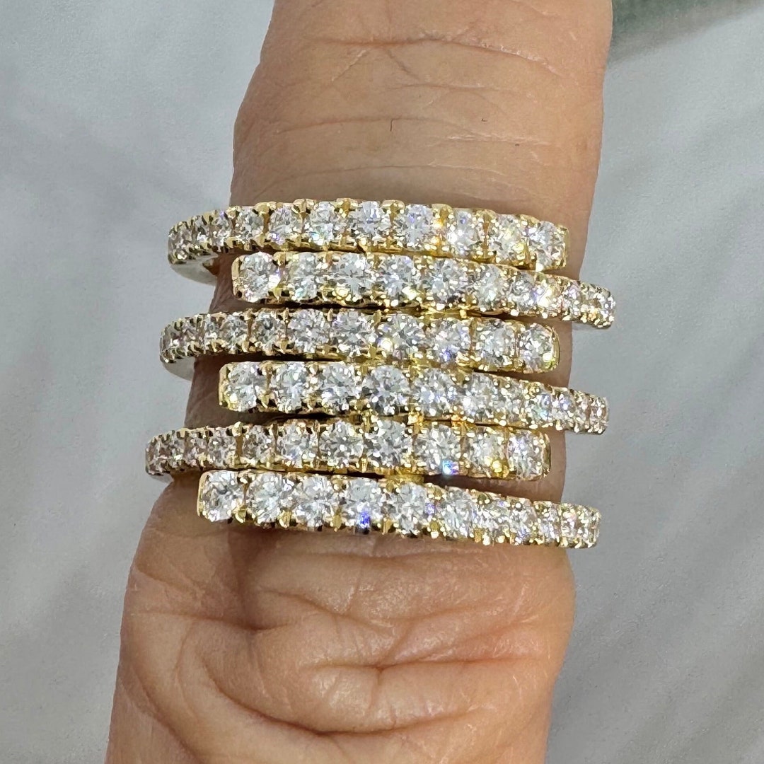 6 Row Diamond Band, Diamond Statement Ring, Multi Row Diamond Band 18K ...