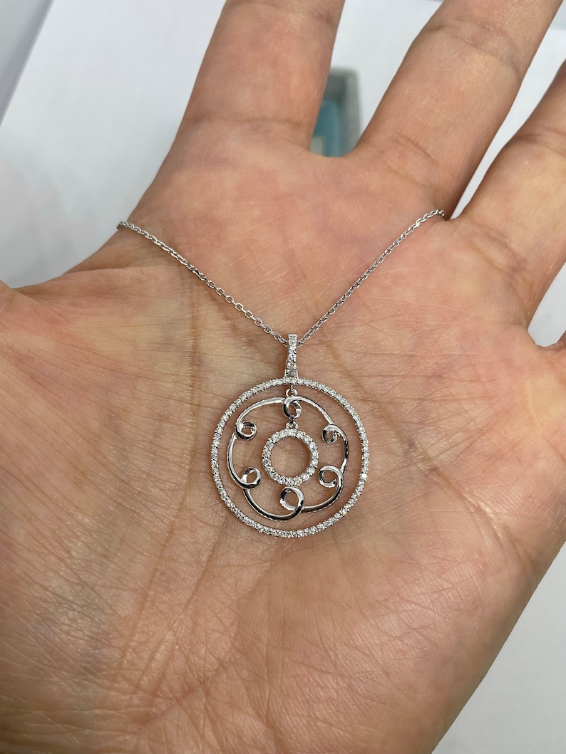 Diamond Circle Pendant, Diamond Circle Necklace, Circle Diamond ...