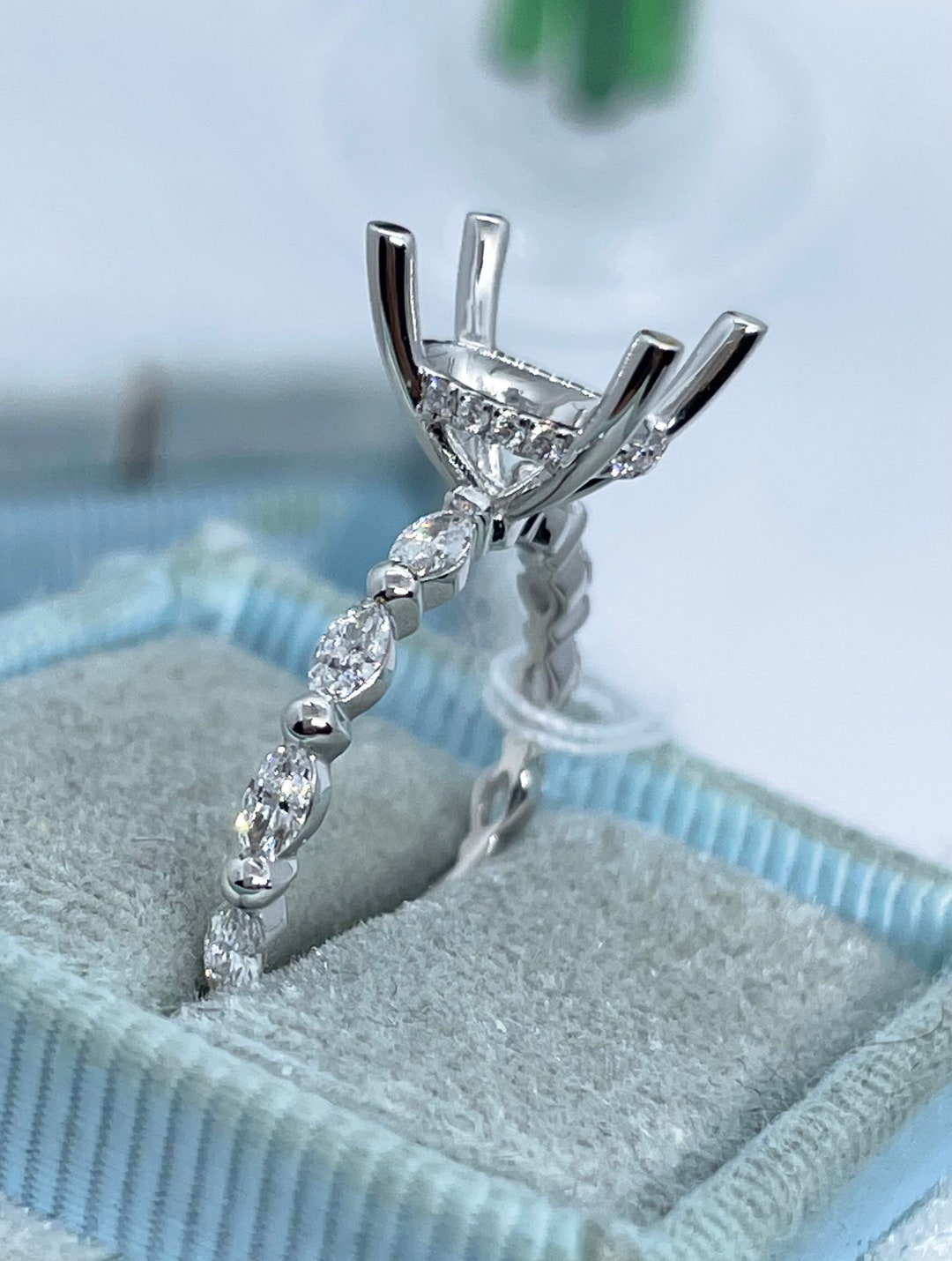 Diamond Ring Mount Diamond Ring Setting 18K White Gold - Etsy