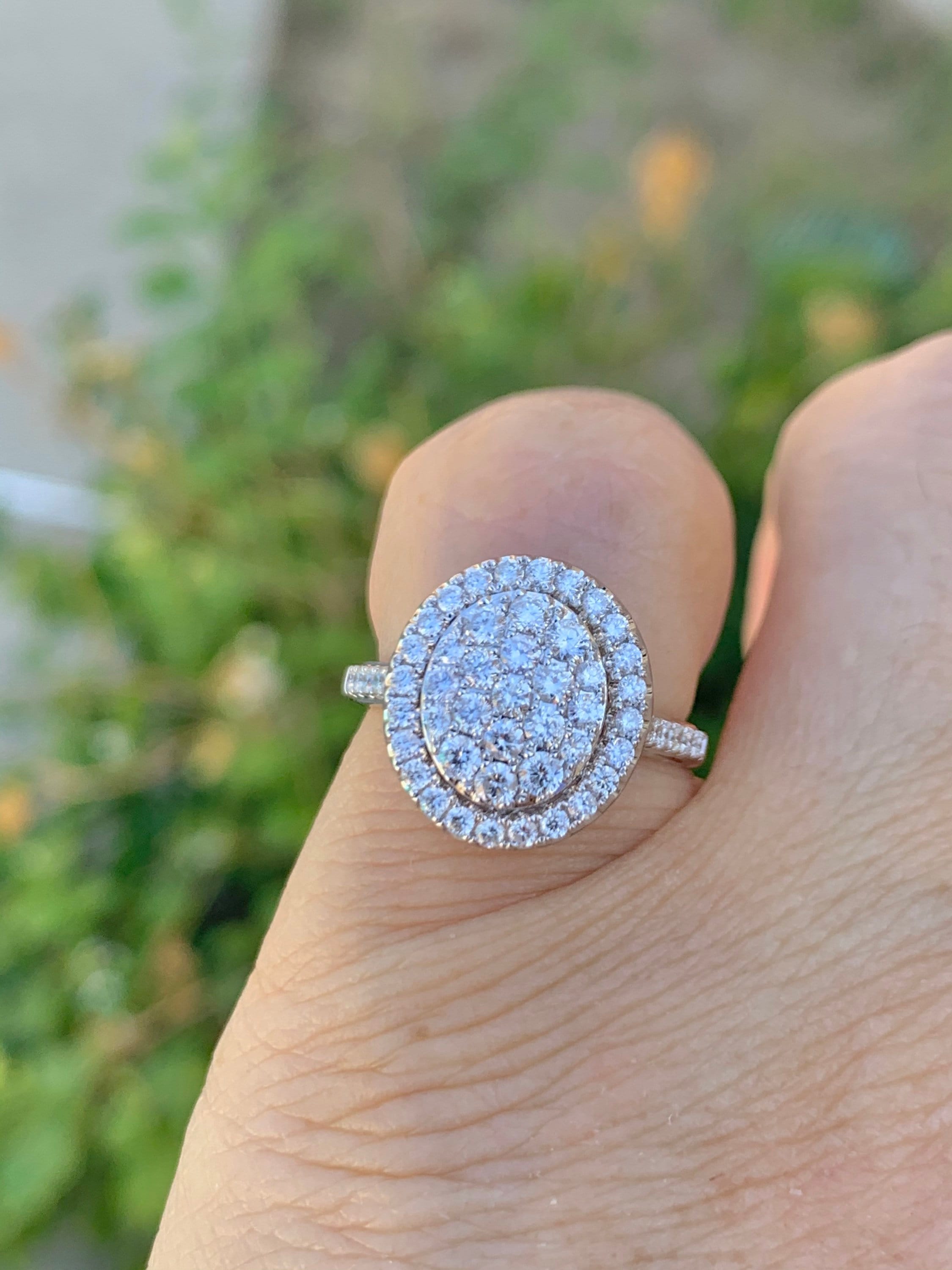 Oval Shaped Engagement Ring Oval Cluster Diamond Ring Oval | Etsy