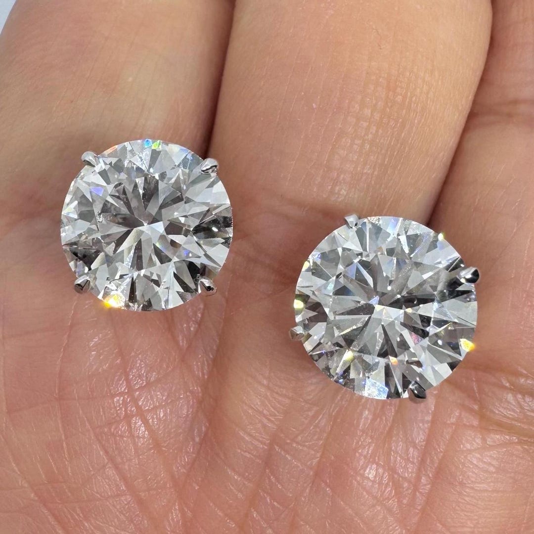 Diamond Studs 14K, Lab Grown Diamond Studs, 6 CT Stud Earrings, Diamond ...