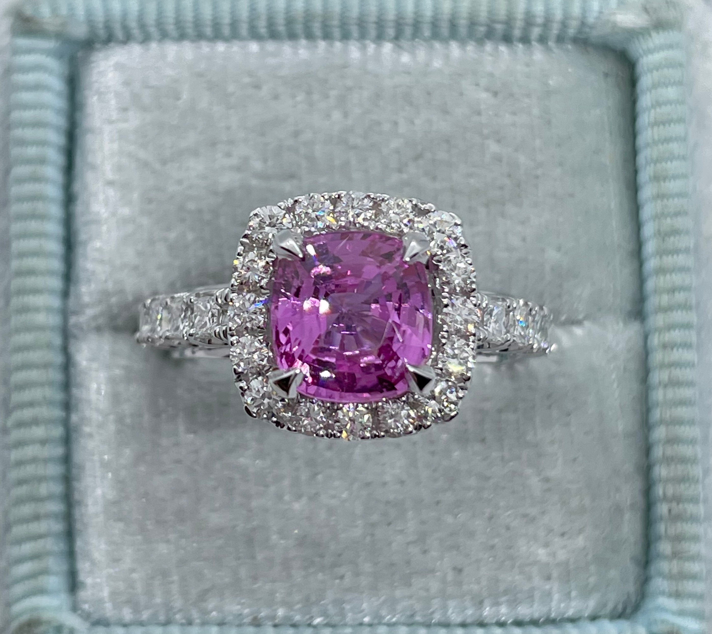 Genuine Pink Sapphire Ring Natural Lavender Pink Sapphire - Etsy