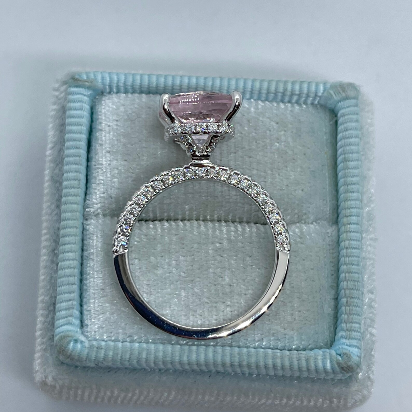 Cushion Cut Morganite Engagement Ring 18K White Gold - Etsy