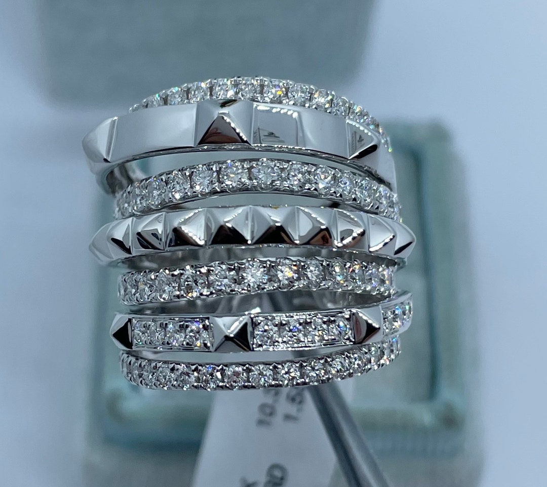 Multiband Ring, 7 Row Diamond Band Ring, Multi Band Diamond Ring 18K ...