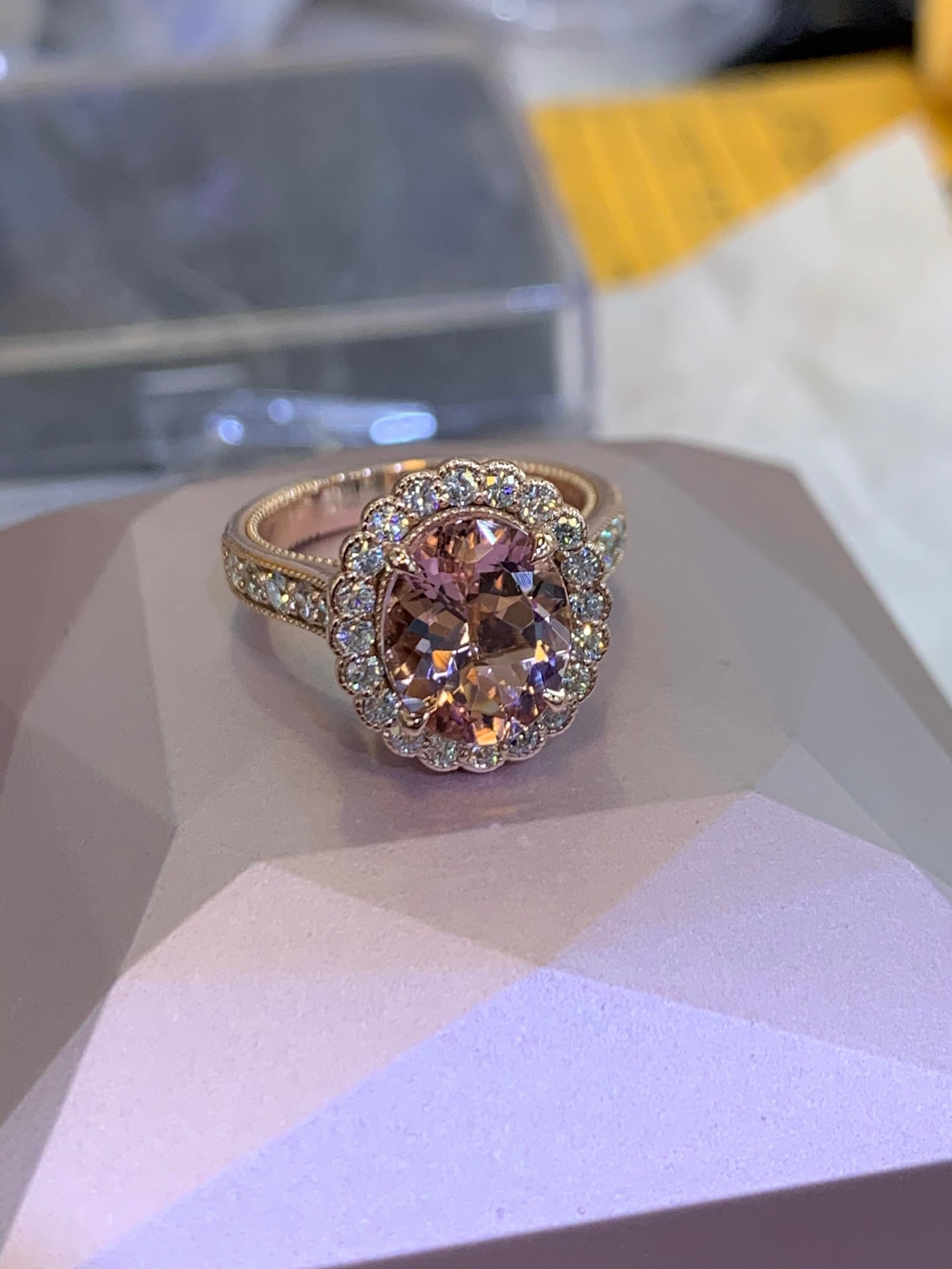 Beautiful Morganite Ring Genuine Morganite Diamond Engagement - Etsy