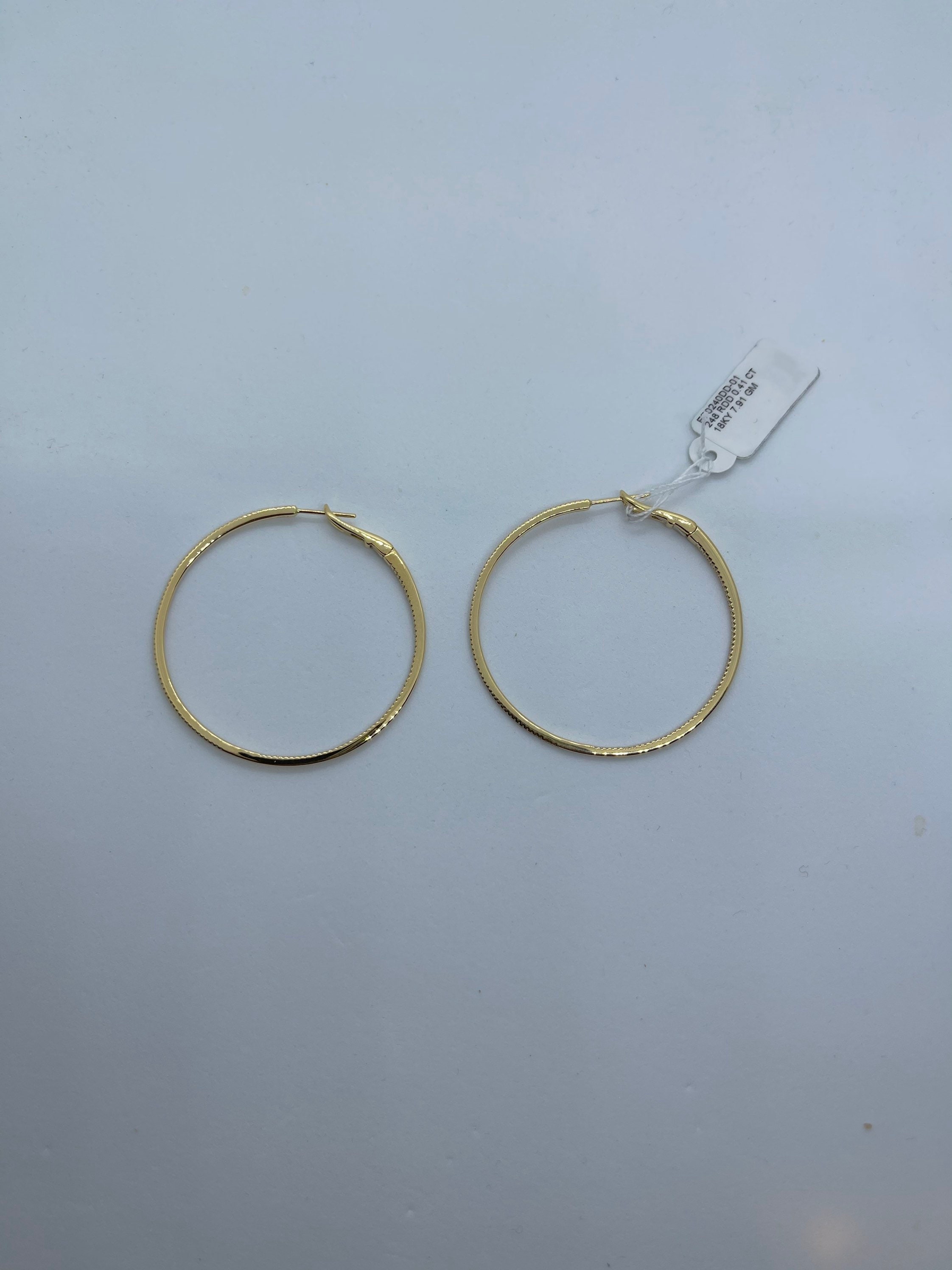 Thin Diamond Hoops Big Diamond Hoop Earrings 18K Yellow Gold - Etsy