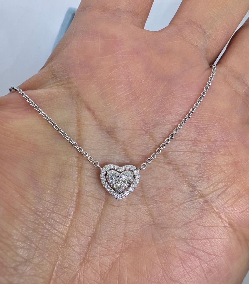 Diamond Heart Solitaire Necklace, Diamond Heart Necklace, Heart Pendant ...