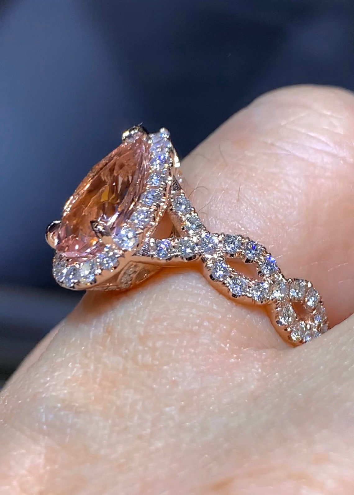 Pear Morganite Ring 14K Rose Gold Pear Cut Morganite - Etsy