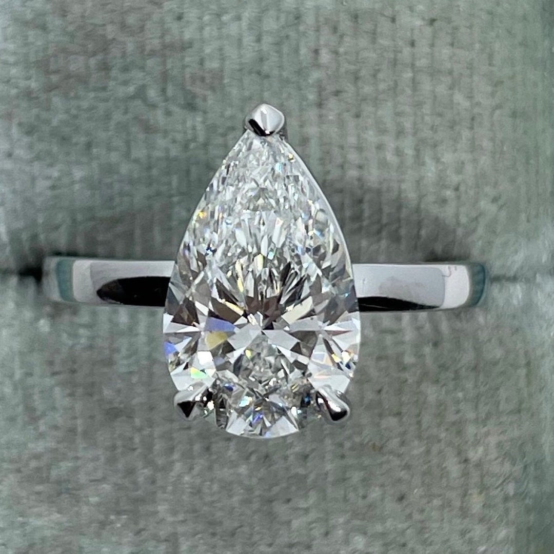 Pear Cut Diamond Engagement Ring, Lab Grown Diamond Ring, Pear Shaped ...