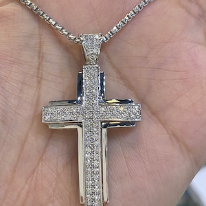 Mens Diamond Cross Pendant, Mens Cross Necklace, Man Diamond Cross, 14K ...