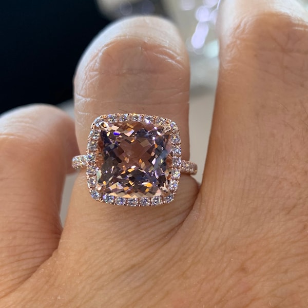 Large Morganite Ring - Etsy