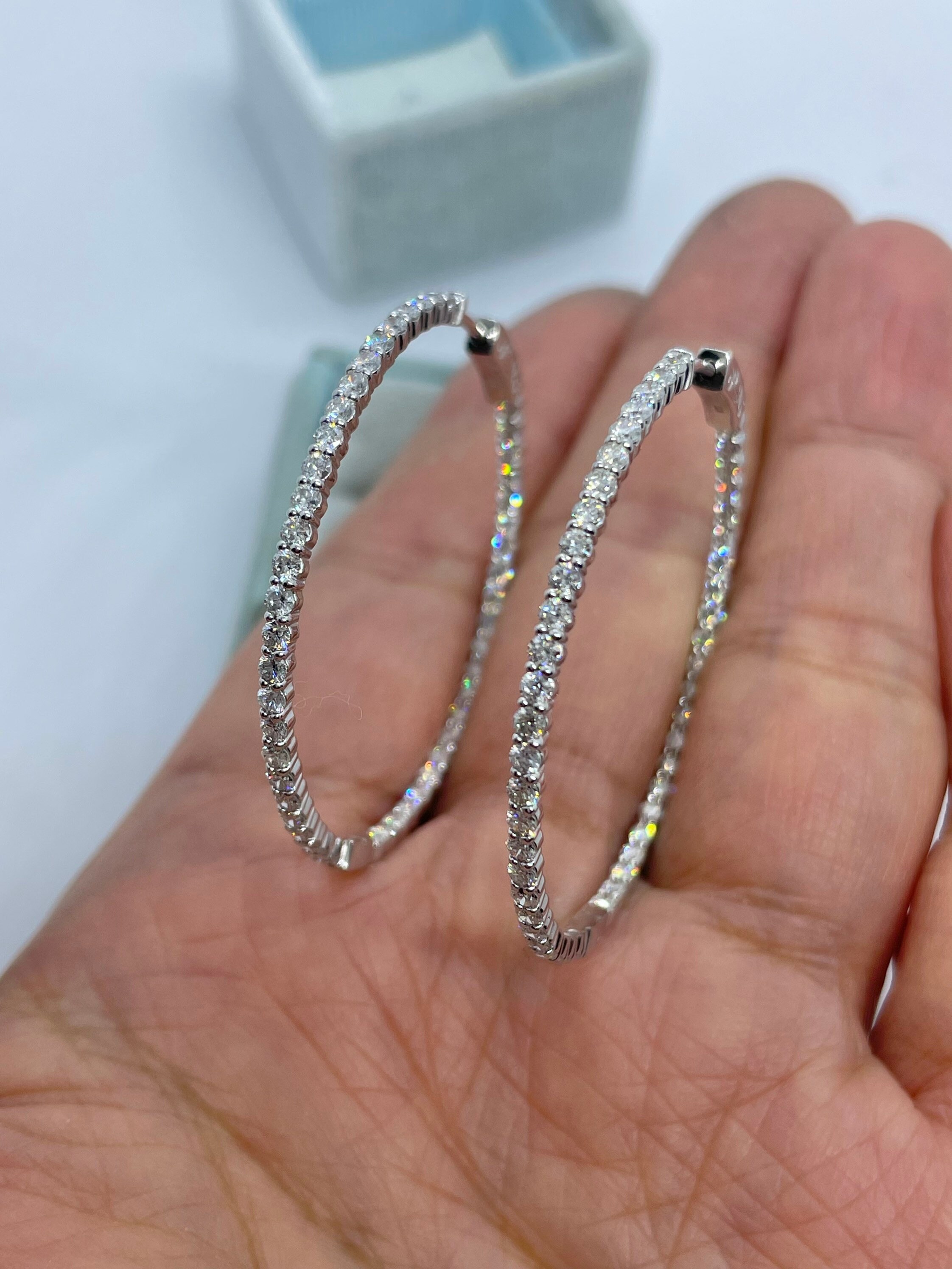 Chic Diamond Hoop Earrings Big Diamond Hoop Earrings 1.65 - Etsy