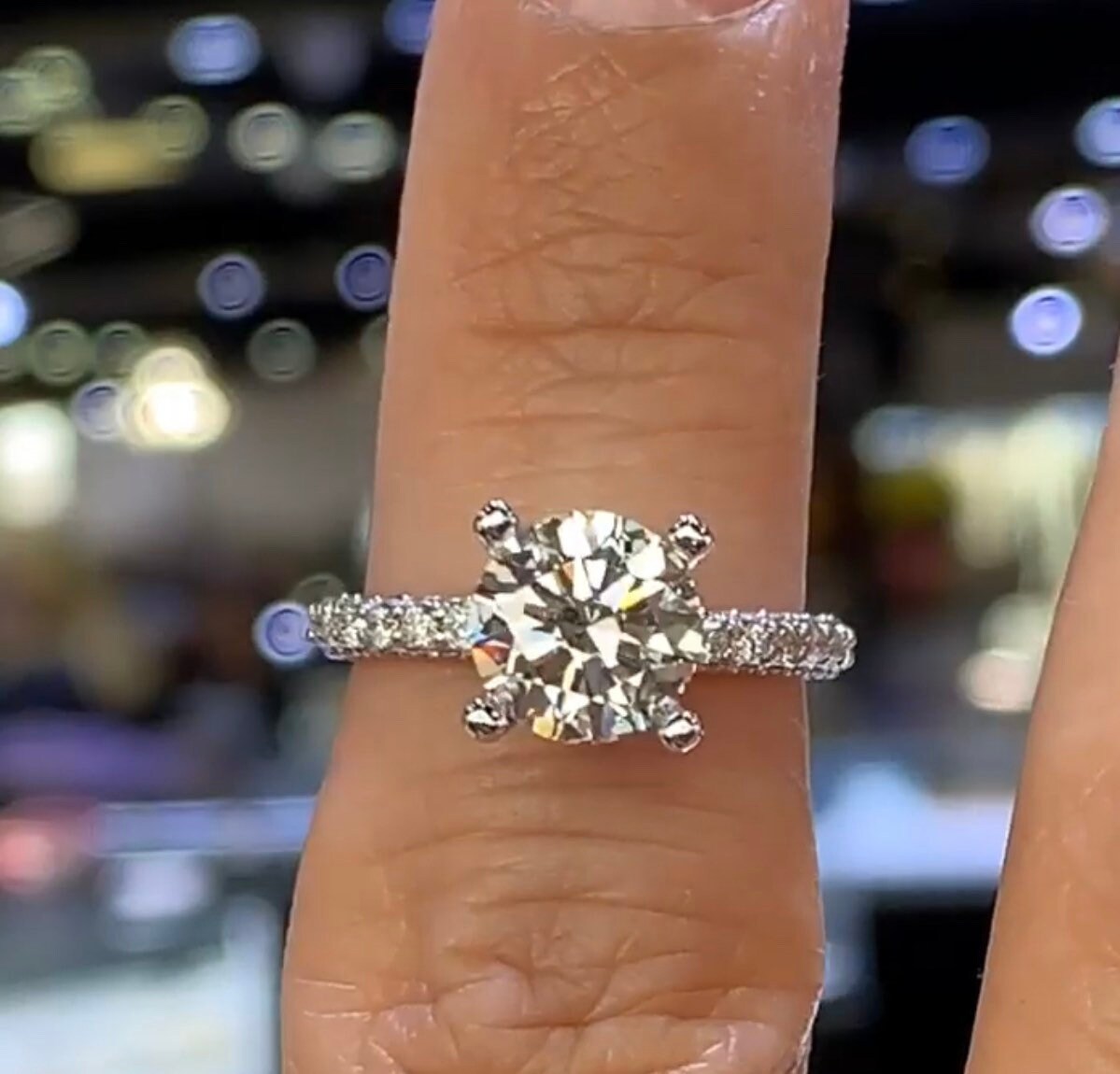 Diamond Engagement Ring White Gold Diamond Wedding Ring With | Etsy