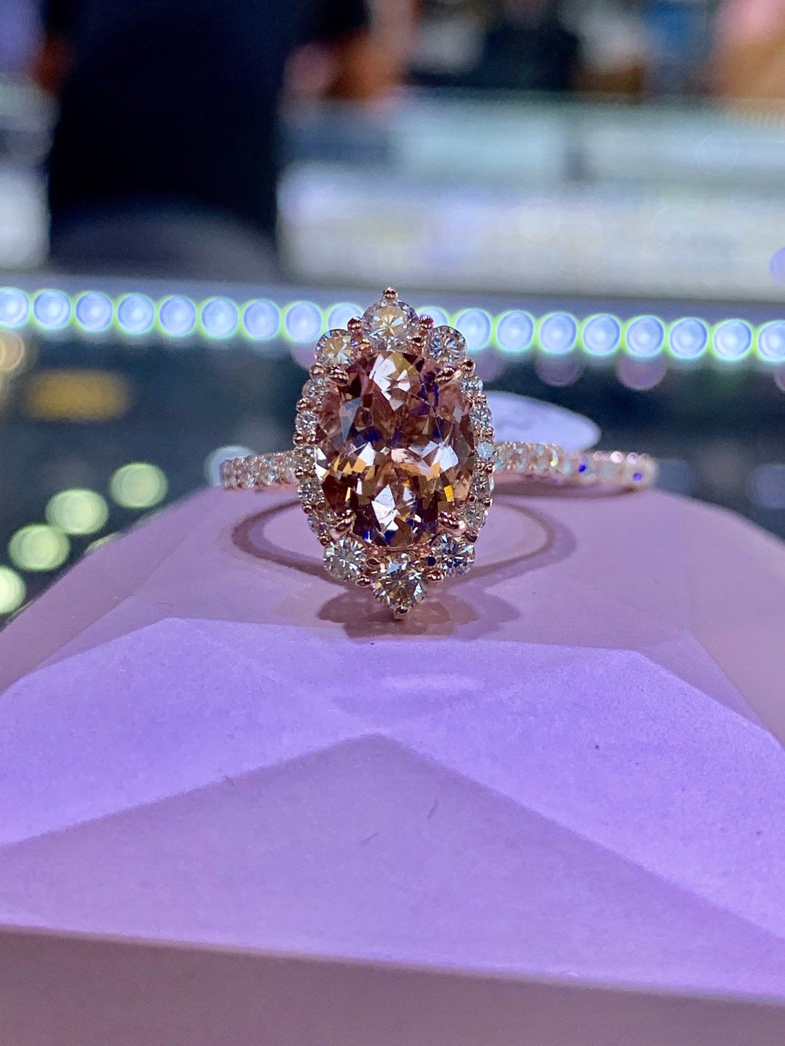 Morganite Wedding Ring Set Morganite Engagement Ring With - Etsy