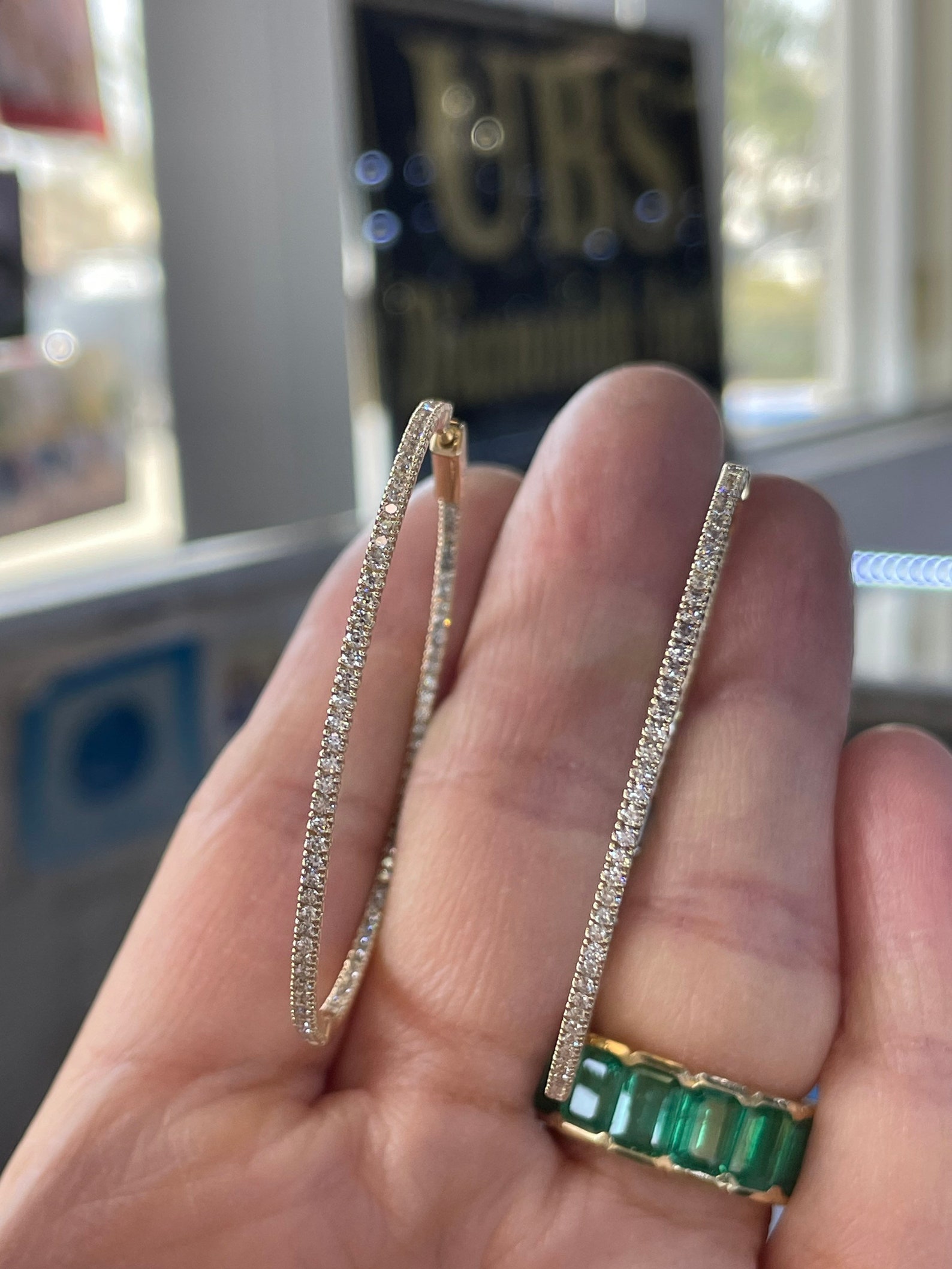 Chic Diamond Hoop Earrings Big Diamond Hoop Earrings 2 Thin | Etsy