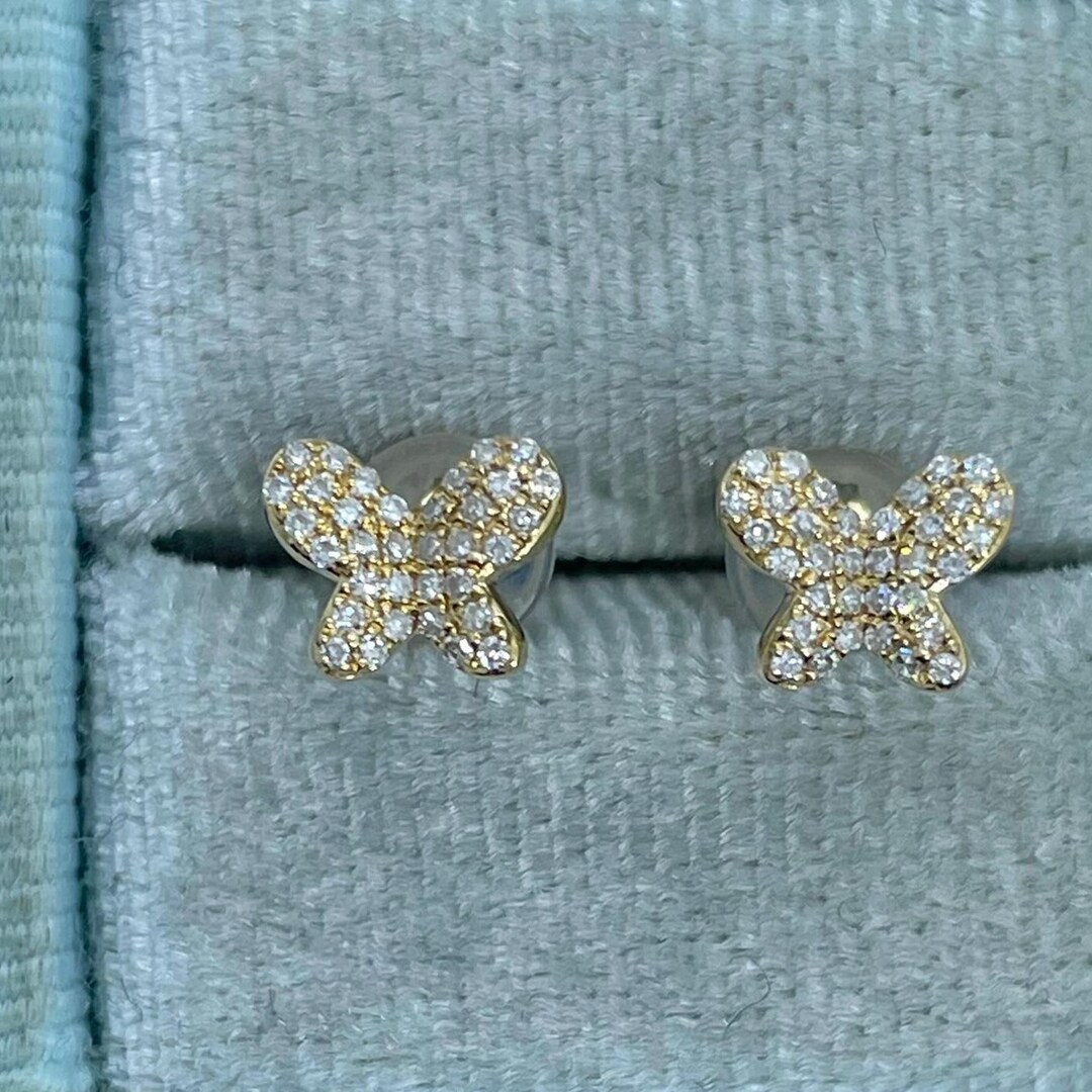 Small Butterfly Earrings, Dainty Butterfly Earrings, 14K Gold Butterfly ...