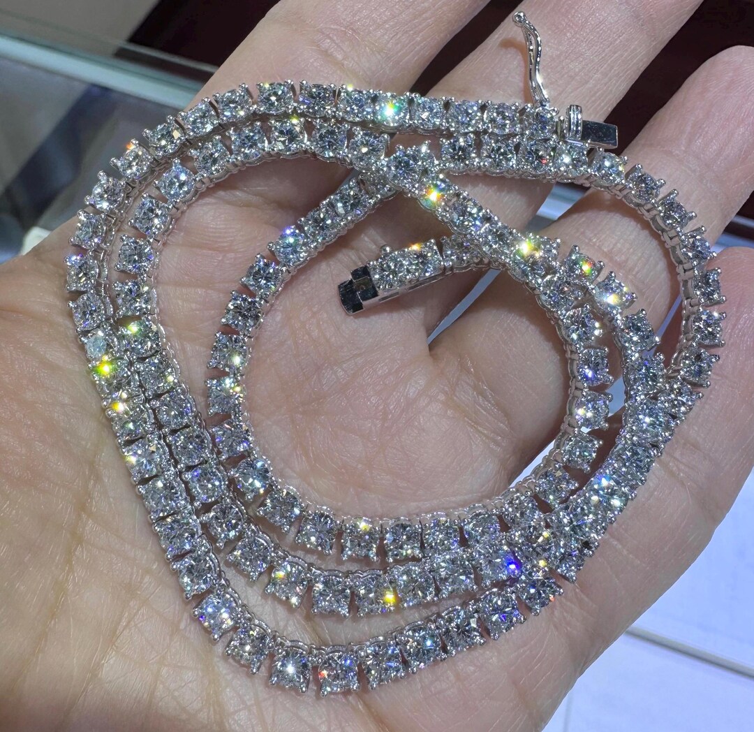 Men Tennis Necklace, Lab Grown Tennis Necklace, Men Diamond Necklace ...