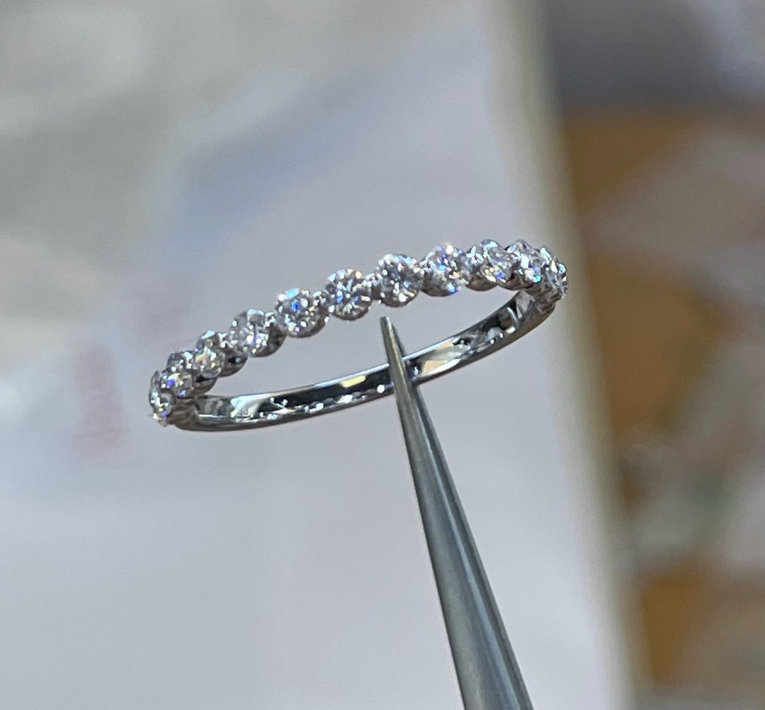 Diamond Band Ring, Floating Diamond Band, 18K White Gold Diamond ...