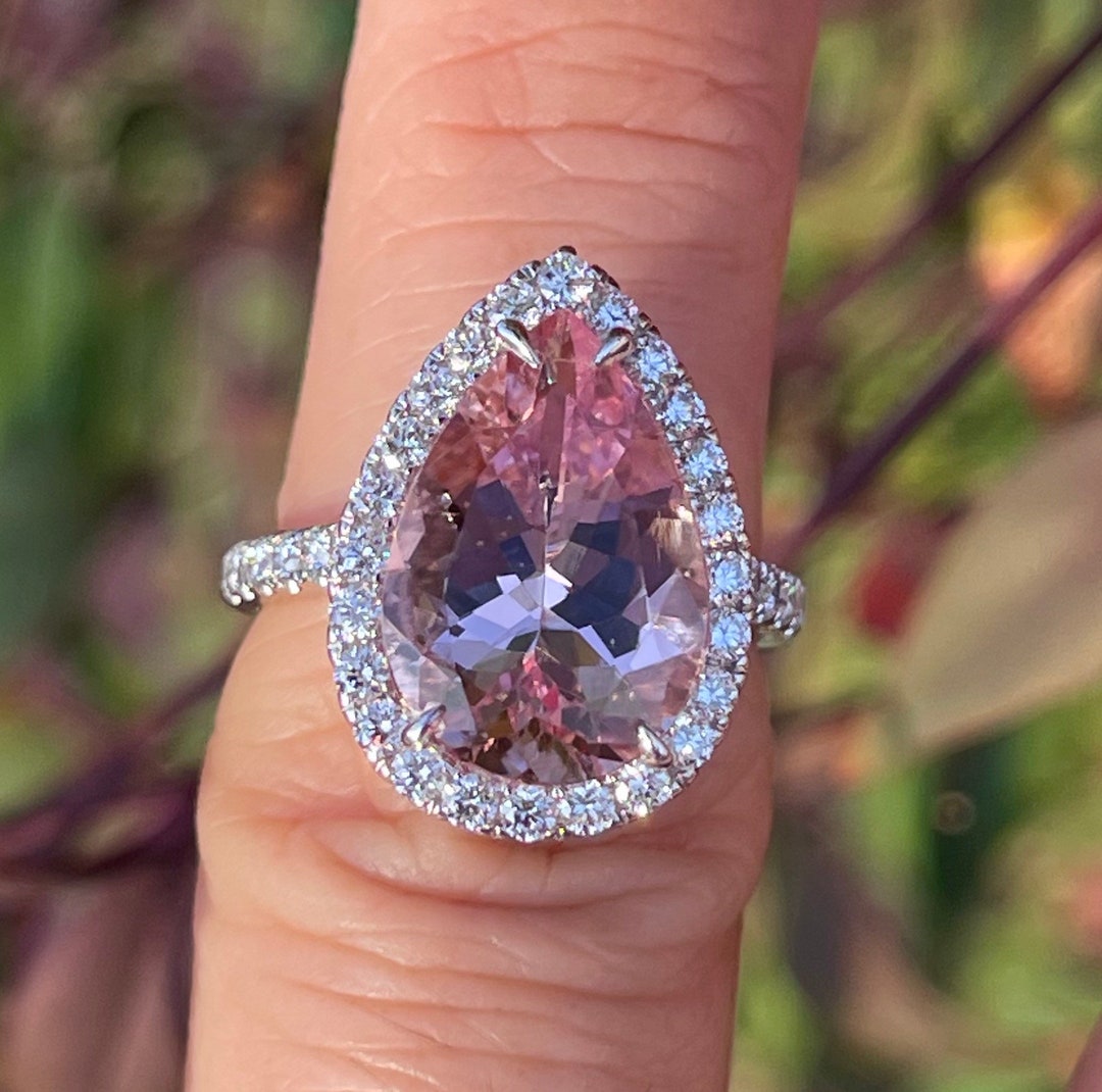 5 Carats Pear Morganite, Pear Morganite Ring, Pear Morganite Engagement ...