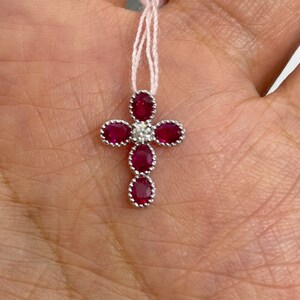 Ruby Cross Pendant Ruby Cross Necklace White Gold Ruby - Etsy