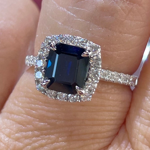 Black Square Engagement Ring - Etsy