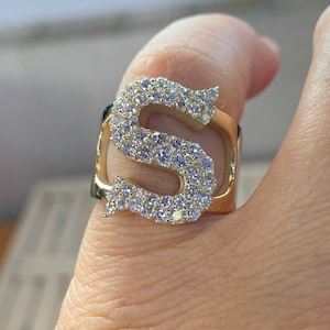 S Initial Ring, Diamond Initial Ring, Mens Initial Ring - Etsy