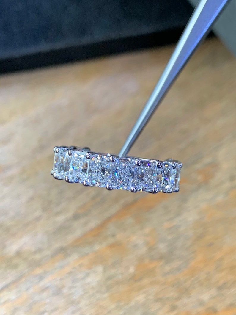 Radiant Diamond Band Radiant Wedding Band 14K White Gold 3/4 | Etsy