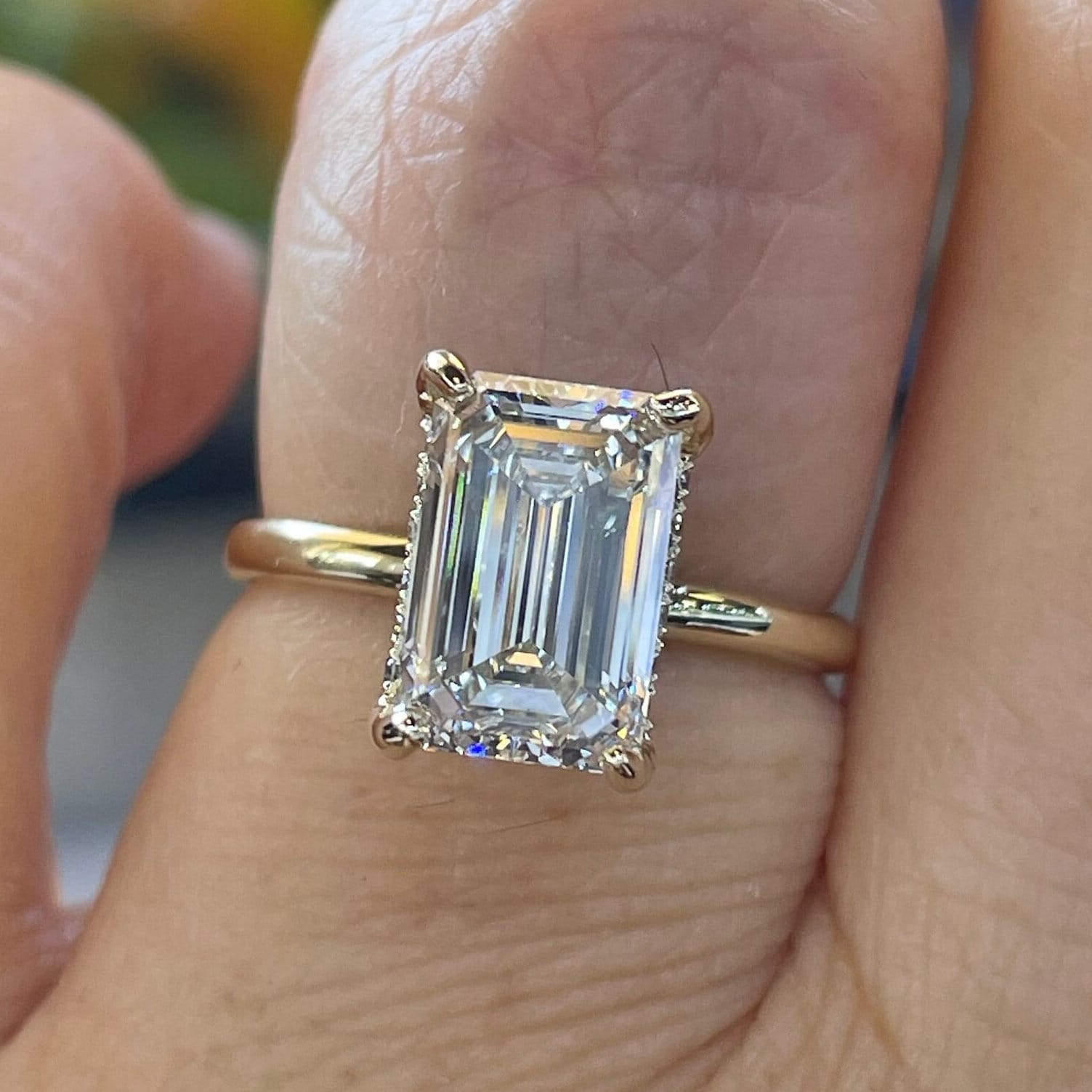 Emerald Cut Diamond Engagement Ring Certified 3 Carats 14K Yellow Gold Lab Grown Diamond Ring Etsy