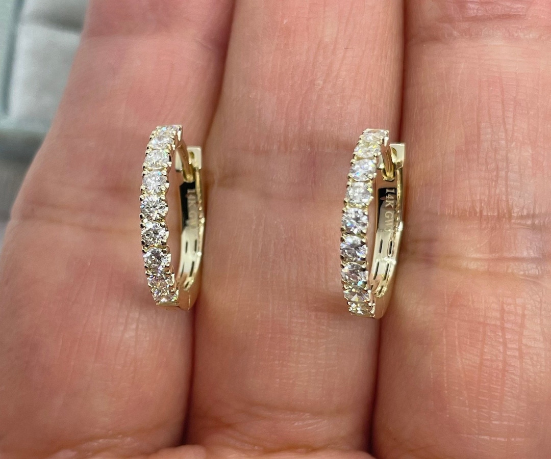 Diamond Hoop Earrings White Gold, Small Diamond Hoop Earrings, Small ...
