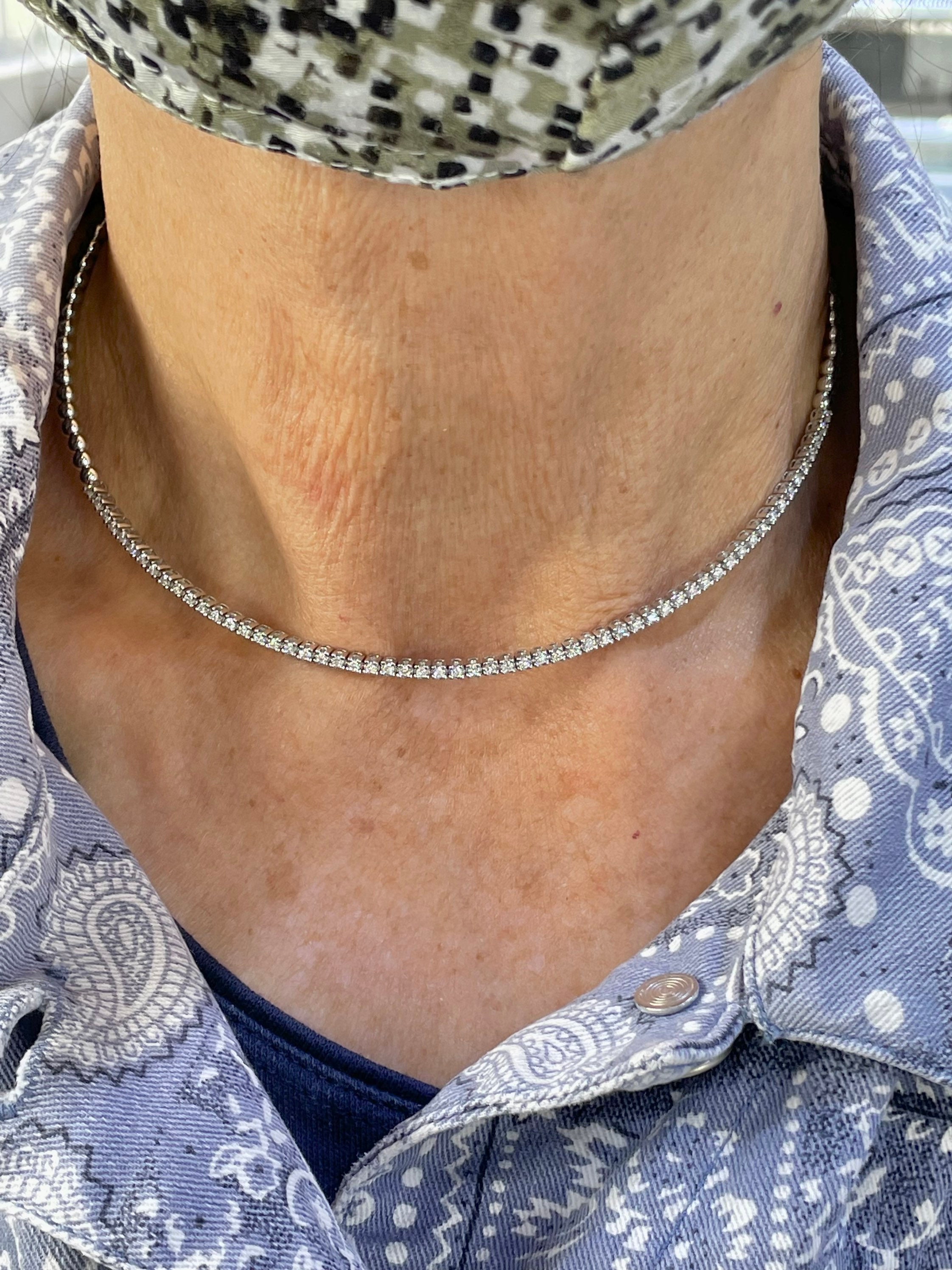 Diamond Choker Diamond Choker Necklace 1.15 Carats 14K White | Etsy