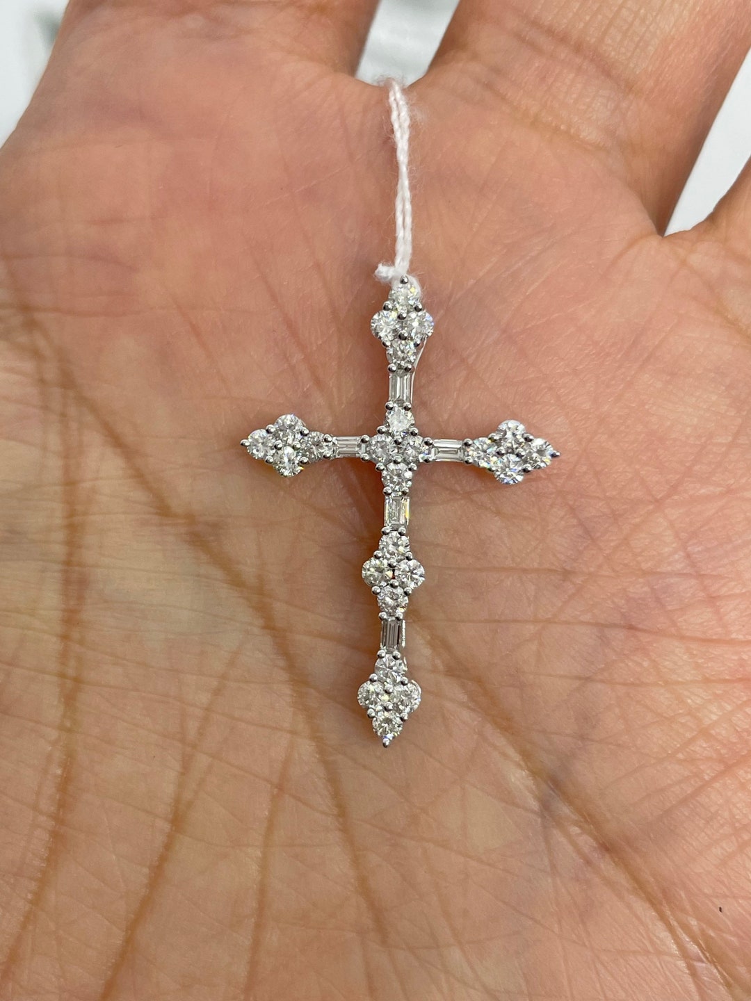 Genuine Diamond Cross Diamond Cross Necklace 18K White Gold - Etsy
