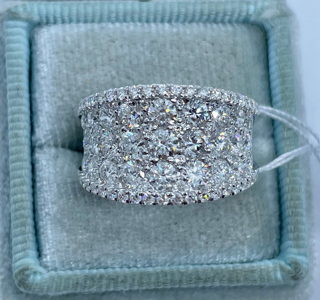 Diamond Anniversary Band, Wide Diamond Band, 5 Row Diamond Wedding Ring ...