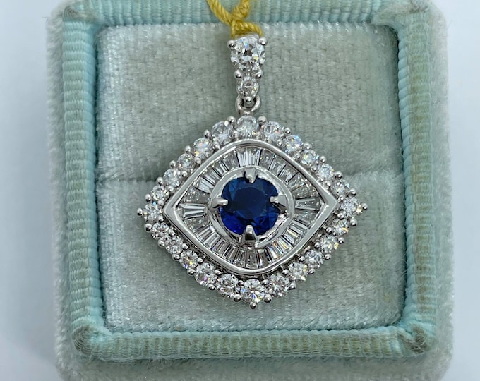 Diamond Evil Eye White Gold, 18K White Gold Evil Eye Pendant, Diamond ...