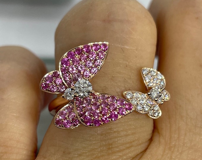 Diamond Butterfly Ring, Butterfly Diamond Ring, Double Butterfly Ring ...