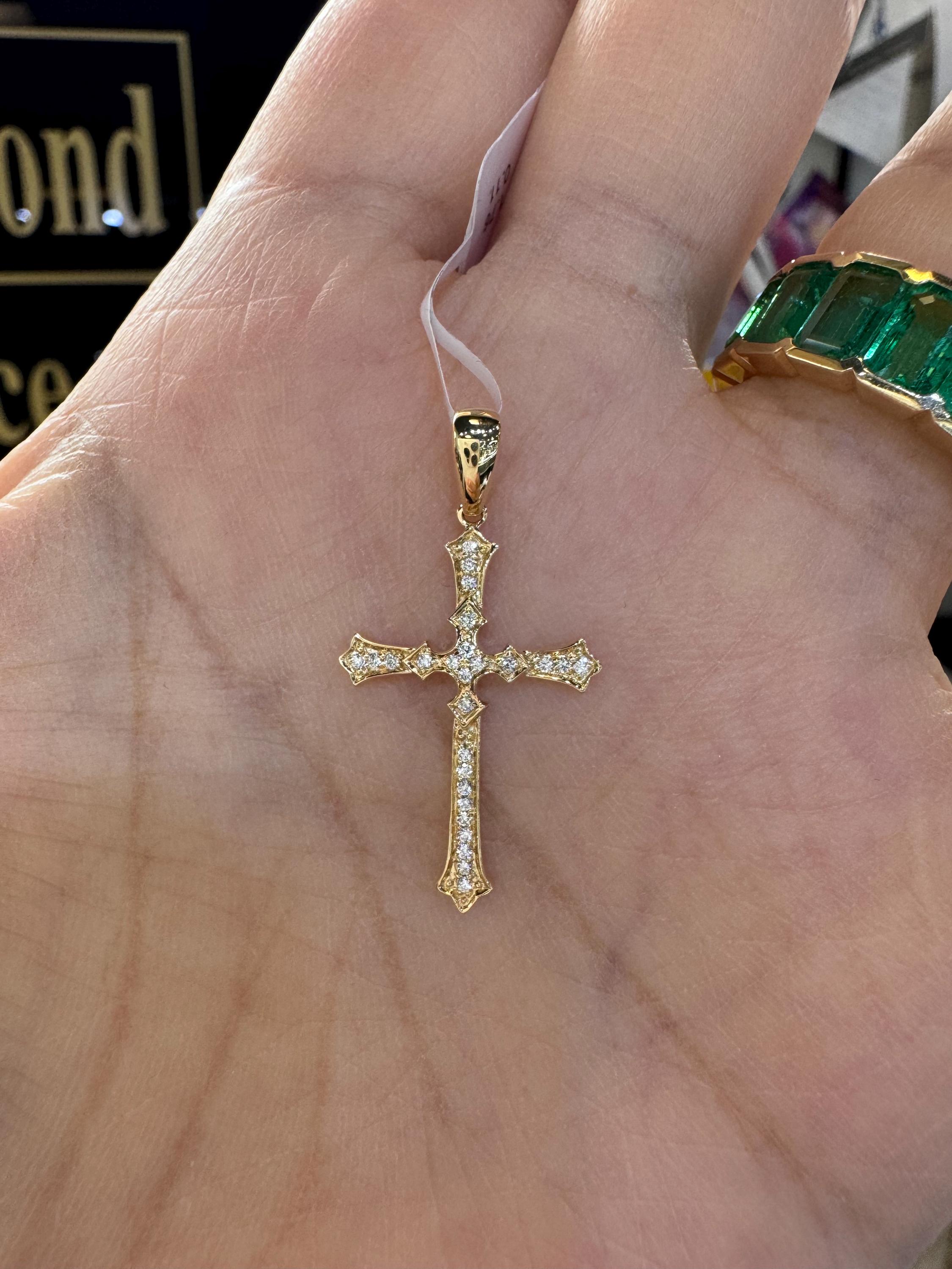 18K White Gold Diamond Cross Pendant, Genuine VS/SI Diamonds - Etsy