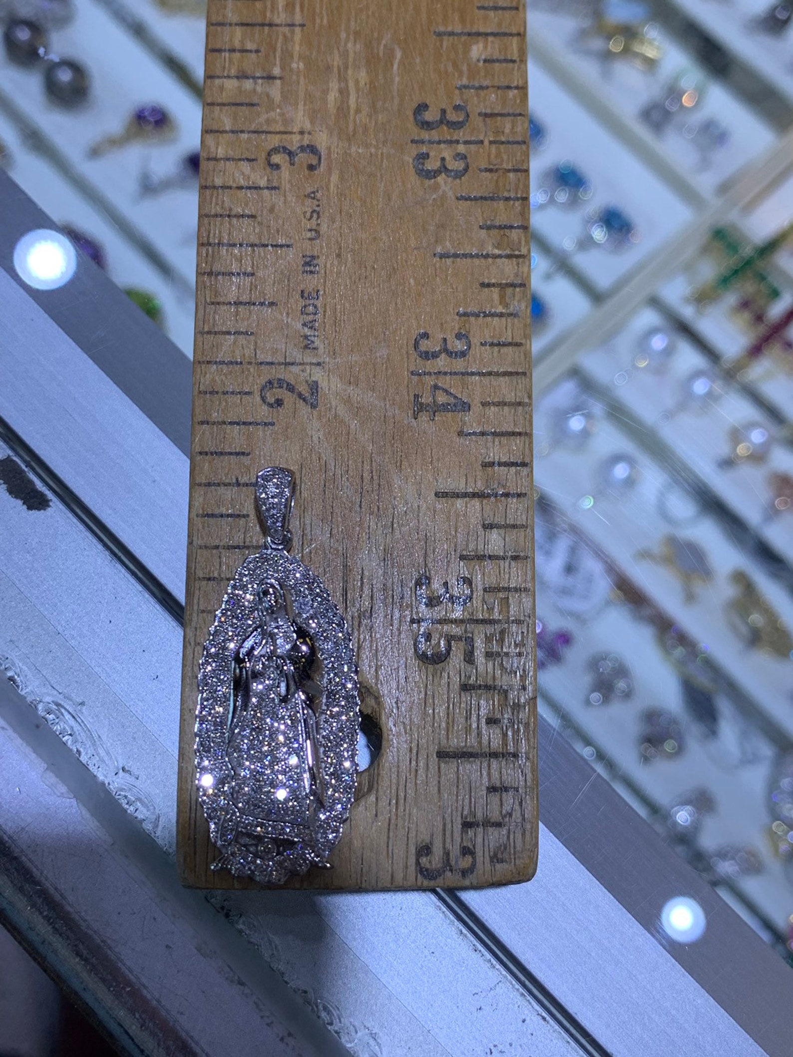 14K Gold Lady of Guadalupe Diamond Pendant, Religious Medallion (1.15 ...