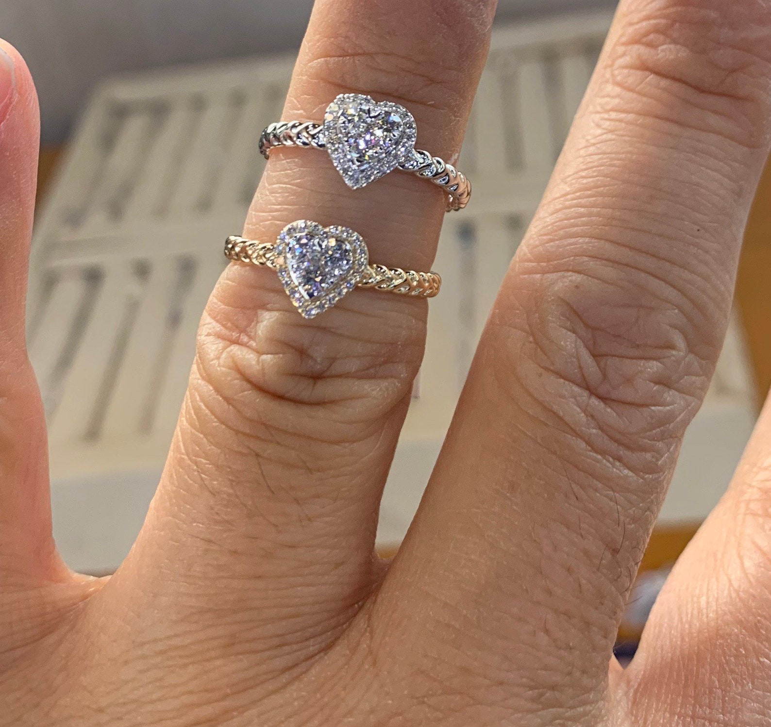 Dainty Heart Ring Diamond Heart Ring Heart Ring Gold White | Etsy