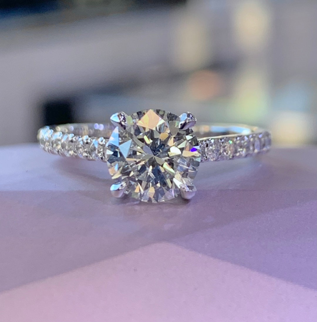 Round Solitaire Engagement Ring, Certified Round Diamond Engagement ...