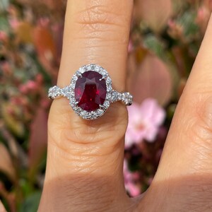 Genuine Ruby Ring, Burma Ruby Ring, Genuine Ruby and Diamond Ring, 18K ...