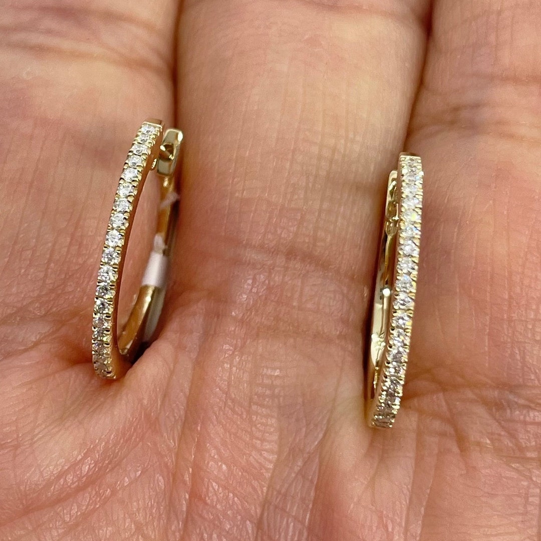 Small Hoop Earrings, Thin Diamond Hoop Earrings, Thin Diamond Earring ...