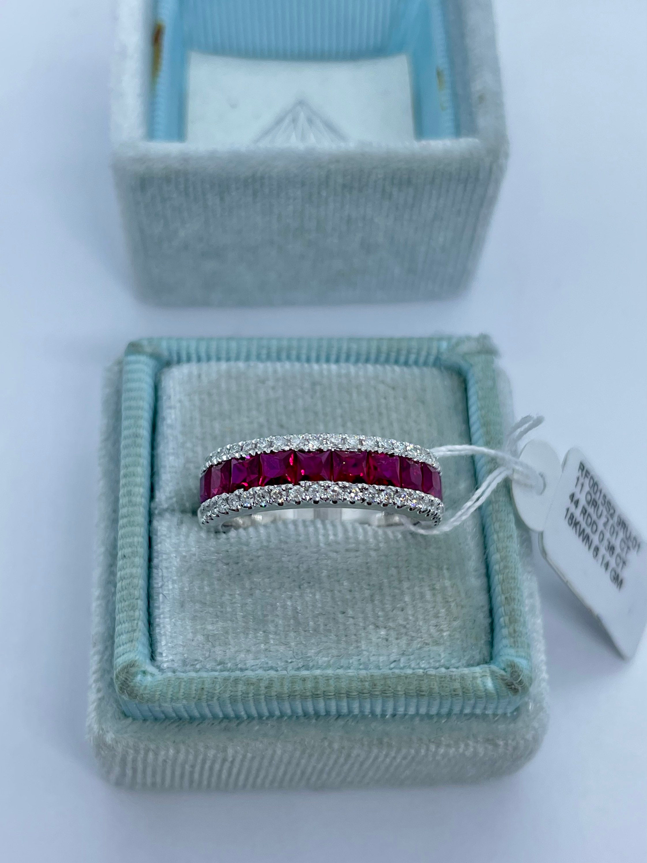 Ruby Diamond Band, Ruby and Diamond Wedding Band, 18K White Gold ...
