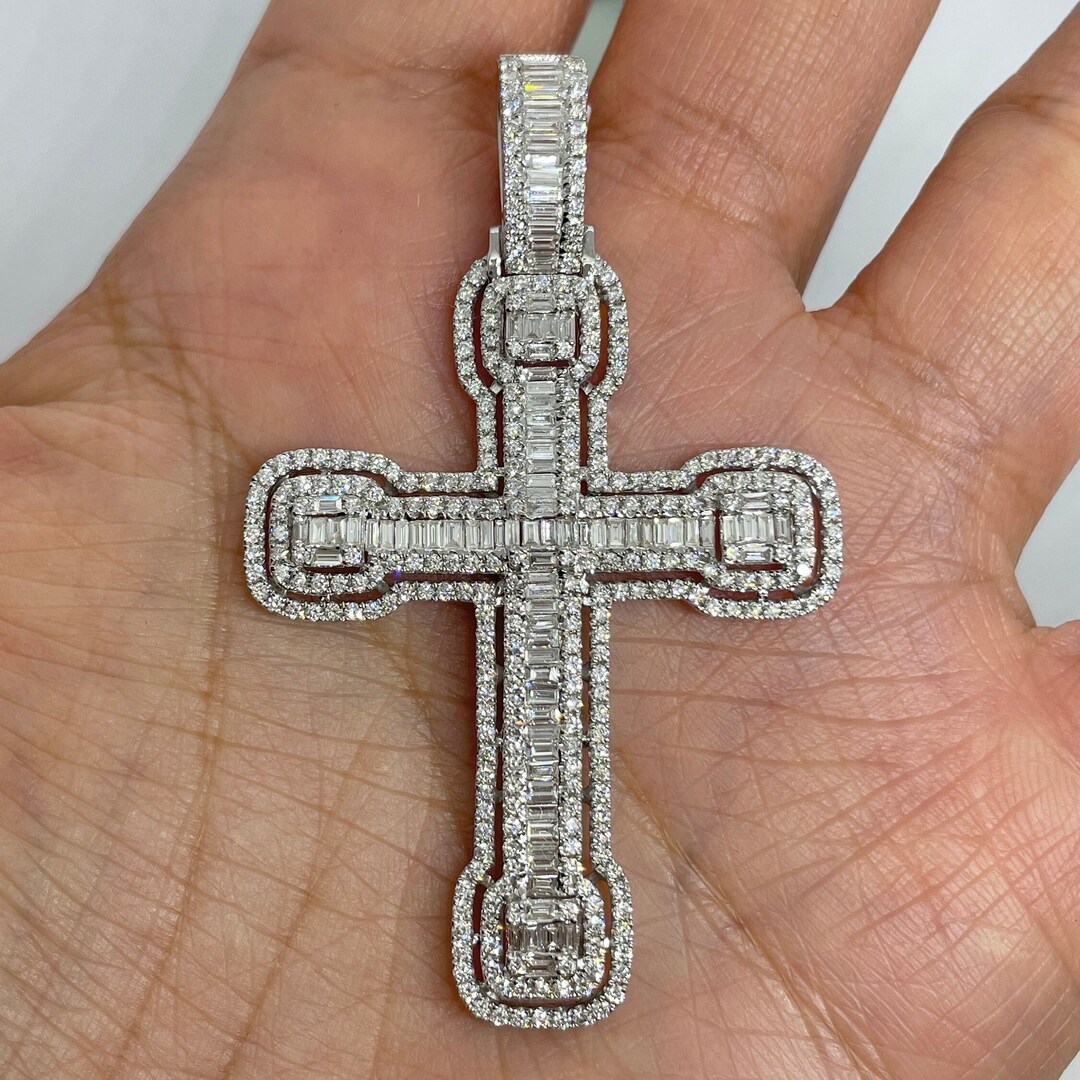 Mens Diamond Cross Necklace, Man Cross Pendant, Diamond Cross Men ...