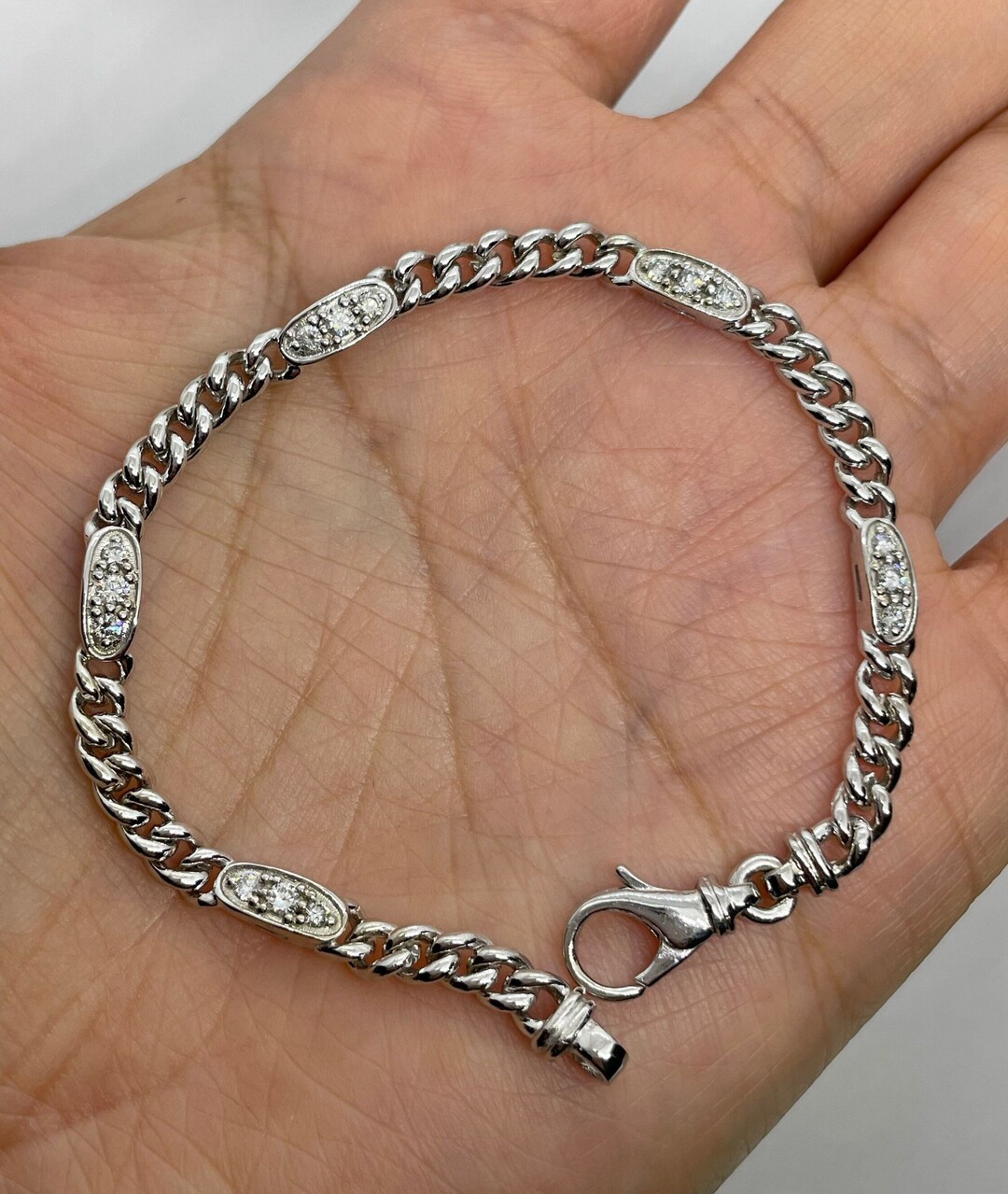 Diamond Link Bracelet, Genuine Diamond Bracelet, Stackable Bracelets ...