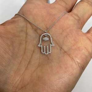 Hamsa Hand 14K White Gold, Diamond Hamsa Pendant, Hamsa Necklace - Etsy