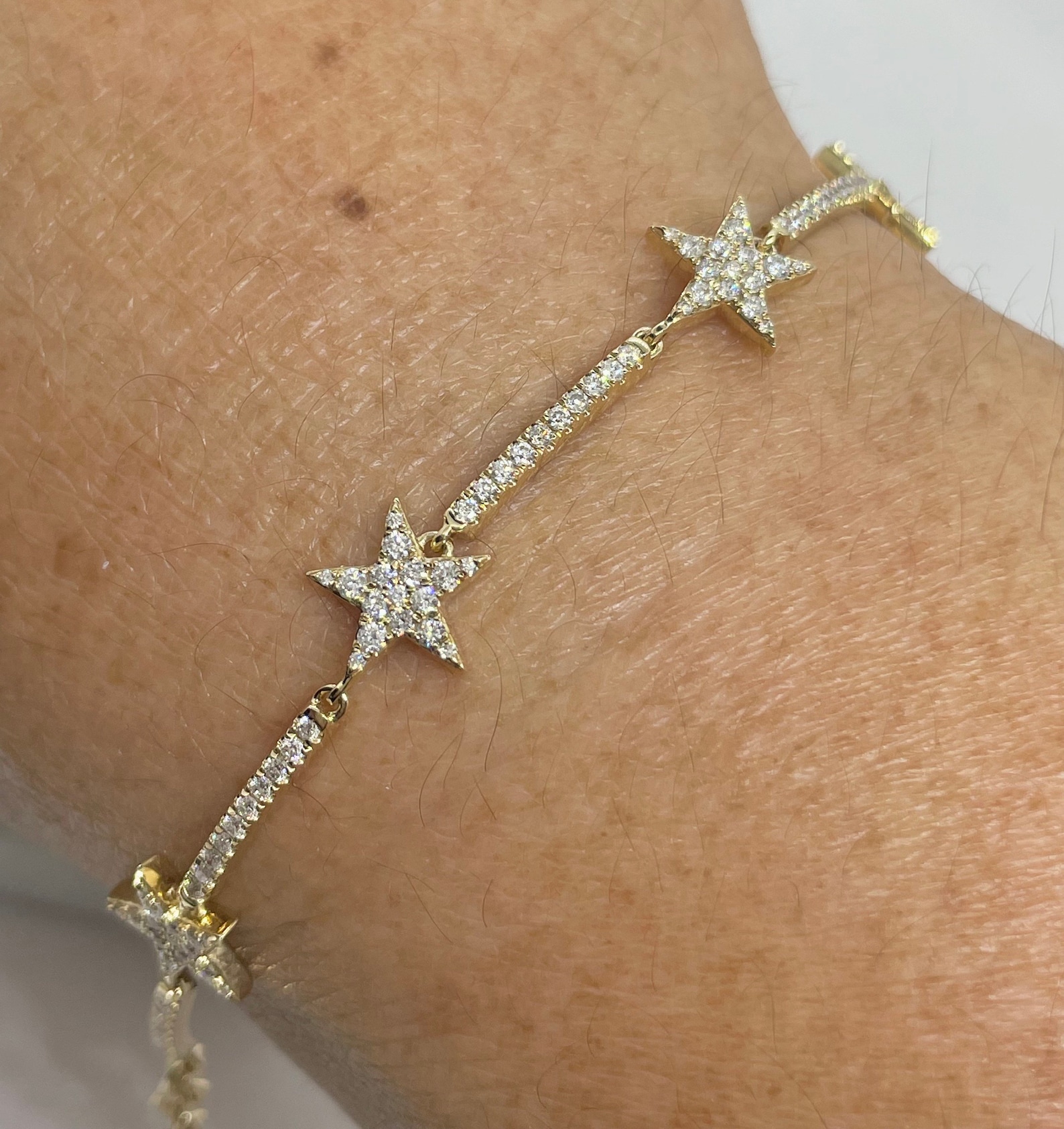 Diamond Star Bracelet Star Diamond Bracelet 14K Yellow Gold - Etsy