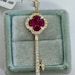 Ruby Key Necklace, 18K Yellow Gold Diamond Key Pendant Charm Necklaces ...