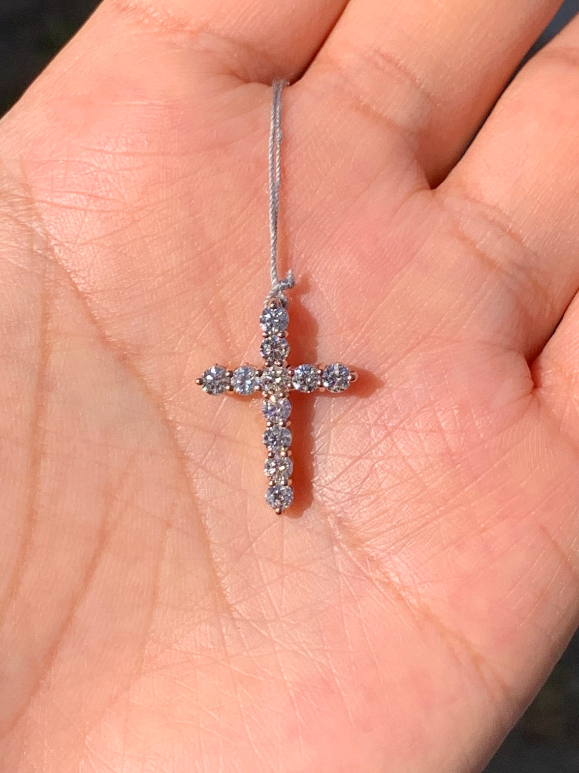 Rose Gold Diamond Cross Pendant Necklace, 1.15 Carats - Etsy